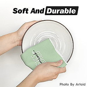 Artoid Mode Buffalo Plaid Eucalyptus Leaves Clover Shamrock Wishes St. Patrick's Day Kitchen Towels Dish Towels, 18x26 Inch Seasonal Decoration Hand Towels Set of 2