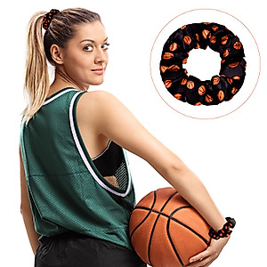 WILLBOND 20 Pcs Sport Hair Scrunchies Gifts Sports Scrunchy Elastic Silk Satin Scrunchies Hairband Ponytail Holder for Women Player Team Accessories(Basketball)