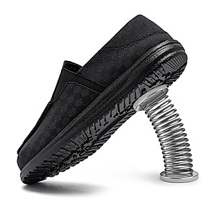 LARNMERN Slip On Steel Toe Shoes Loafers Men Lightweight Walking Sneakers Steel Toe Loafers(10.5 Men, Black)