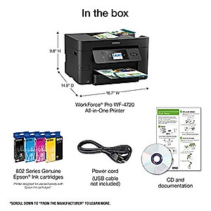 Epson WorkForce Pro WF-4720 Wireless All-in-One Color Inkjet Printer, Copier, Scanner with Wi-Fi Direct, Amazon Dash Replenishment Ready