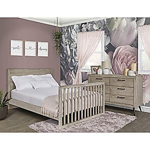 Evolur Stilnovo Mid Century 4-in-1 Convertible Crib in Windsor Oak Grey, Greenguard Gold Certified , 56x30.25x47 Inch (Pack of 1)