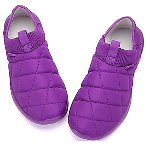 KUBUA Slippers for Men and Womens Indoor House Shoes Plush Slip on Outdoor Garden Loafers Purple 7 Women / 6 Men