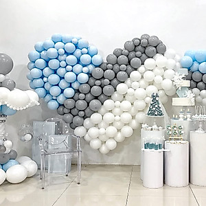 RUBFAC 154pcs Gray Balloons Different Sizes 18 12 10 5 Inches for Garland Arch, Premium Gray Latex Balloons for Birthday Baby Shower Graduation Wedding Anniversary Party Decorations