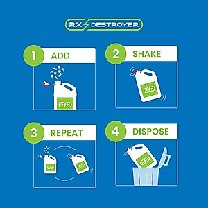 Rx Destroyer PRO Series All-Purpose Formula - Eco-Friendly Medication Buster Solution, Drug Disposal in a Bottle for Pills, Capsules, Tablets, Liquids - 1 Gal, 1 Count, 4 Packs, 4 Total