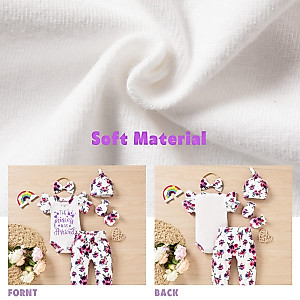 Aalizzwell Baby Girls Outfit 0-3 Months, Newborn Infant Princess Arrived Clothes Short Sleeve Floral Spring Summer Clothing Purple