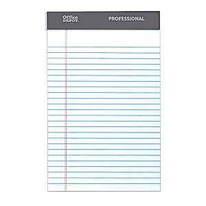 Office Depot® Brand Professional Perforated Pads, 5" x 8", Narrow Ruled, 50 Sheets Per Pad, White, Pack Of 8 Pads