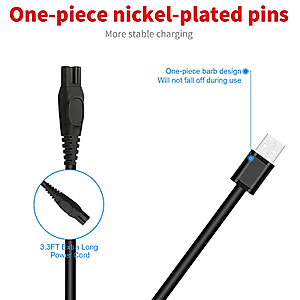 MEROM Replacement Power Cable for Brightup Beard Trimmer, 3.3ft/1m, Black