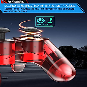 Degulan Wired Controller for PS2 High Performance Double Shock Gamepad Joystick Remote Compatible with Play station 2 (Clear Red and Clear Blue)