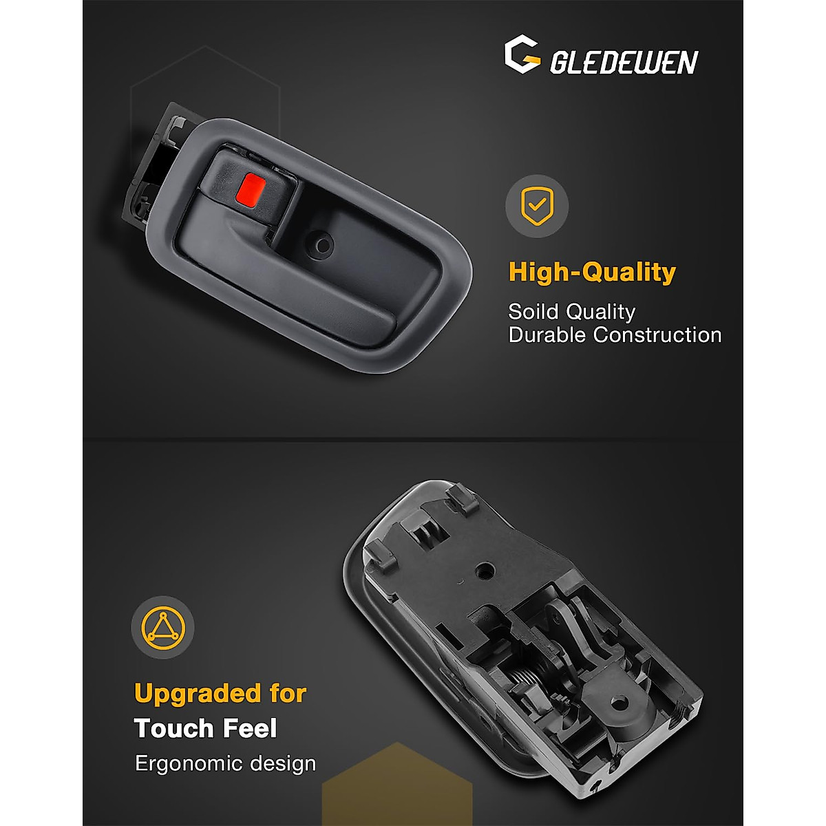 Gledewen Interior Door Handle with Bezel, Compatible with 2000-2006 Toyota Tundra, Gray, Front Inside Left Driver Side | 692060C010B1,TO1352187,69278-0C010-B0 Inner Handle Door Part