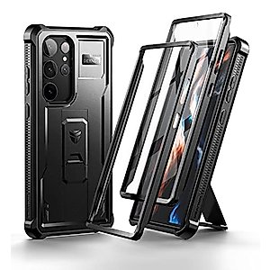 Dexnor Full Body Case for Samsung Galaxy S23 Ultra 5G/6.8 inches, Extra Front Frame Heavy Duty Military Grade Protection Built-in Screen Protector and Kickstand, Black