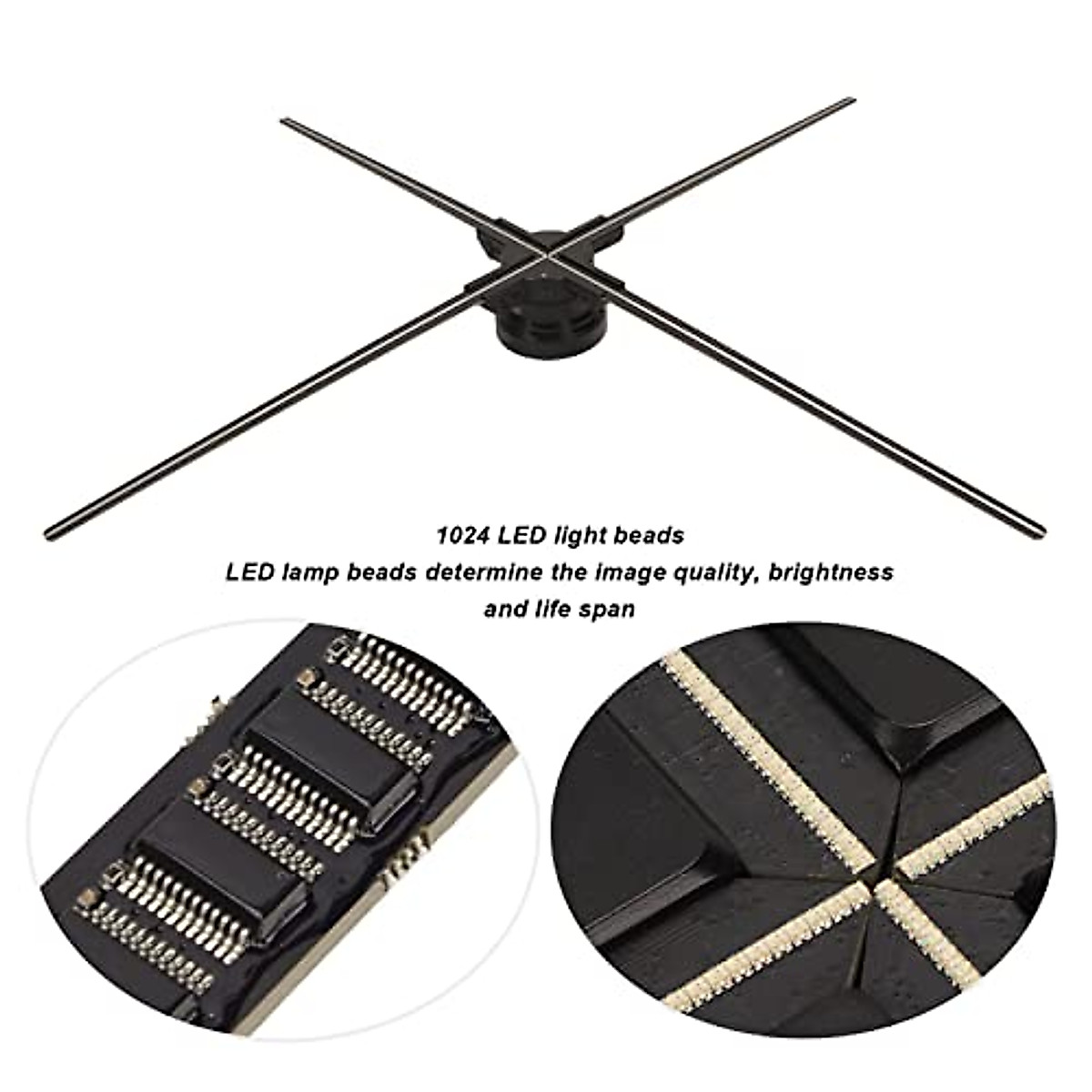 3D Hologram Advertising Display Fan 33.5inch, 1600×1600 Hi Resolution and APP Control, 8G Built in, LED Light 3D Holographic Projector Fan for Business Store Shop Bar(US)