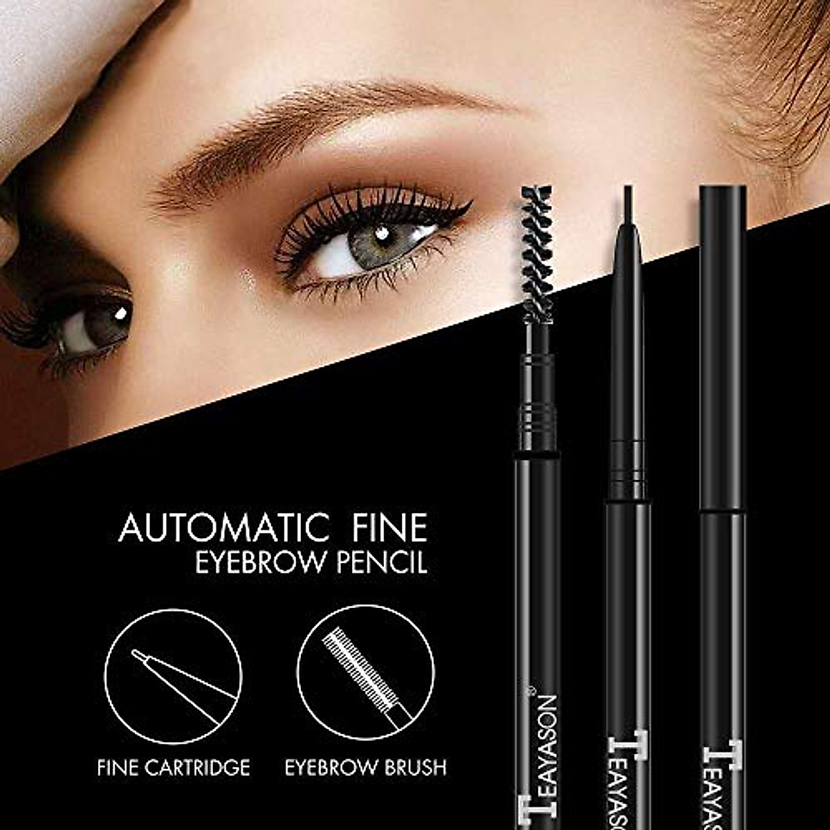 1.5mm ultra-fine eyebrow pencil automatic rotation eyebrow pencil,durable, sweat-proof and not easy to take off make-up, five colors available(02#Gray)