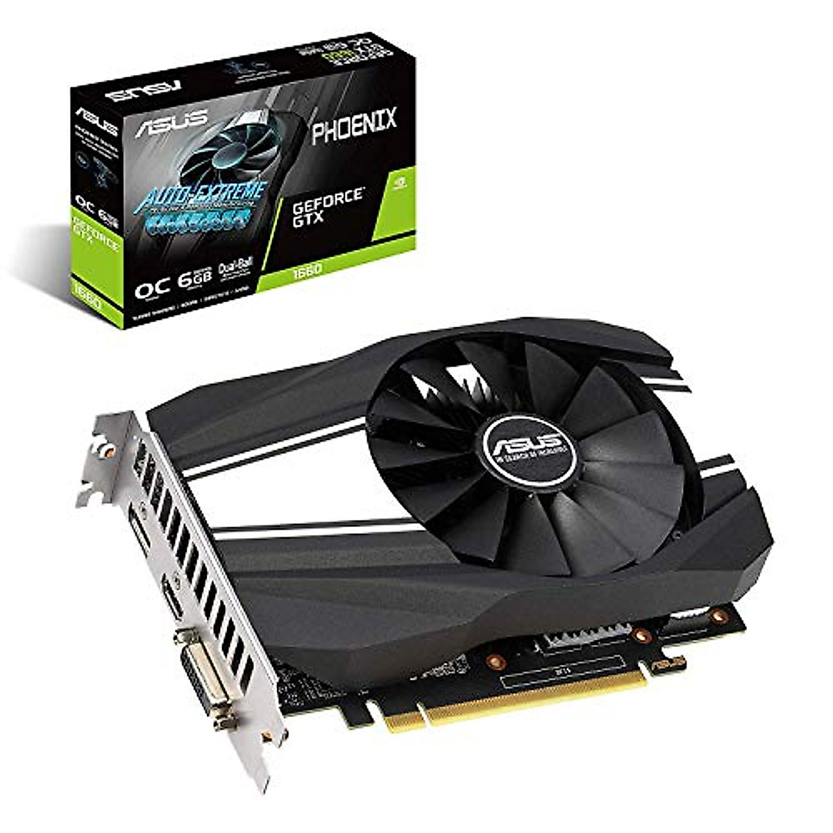 ASUS GeForce GTX 1660 Overclocked 6GB Phoenix Fan Edition HDMI DP DVI Graphics Card (PH-GTX1660-O6G)