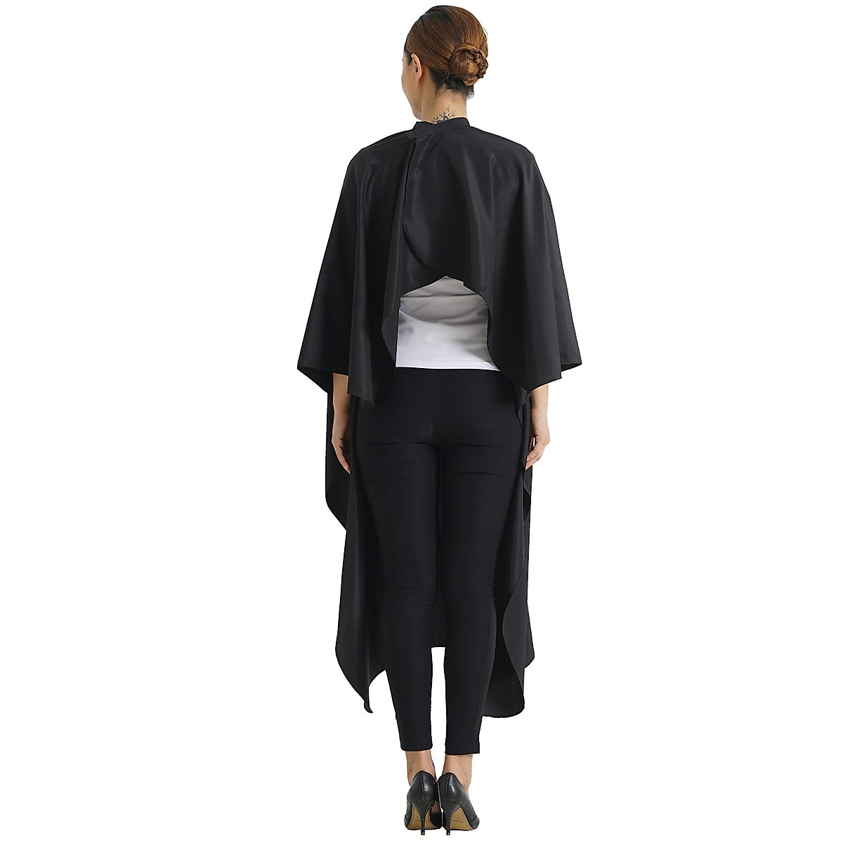 SMARTHAIR Professional Salon Cape Polyester Haircut Apron Barber Cape,54"x62",Black,C007001E-L