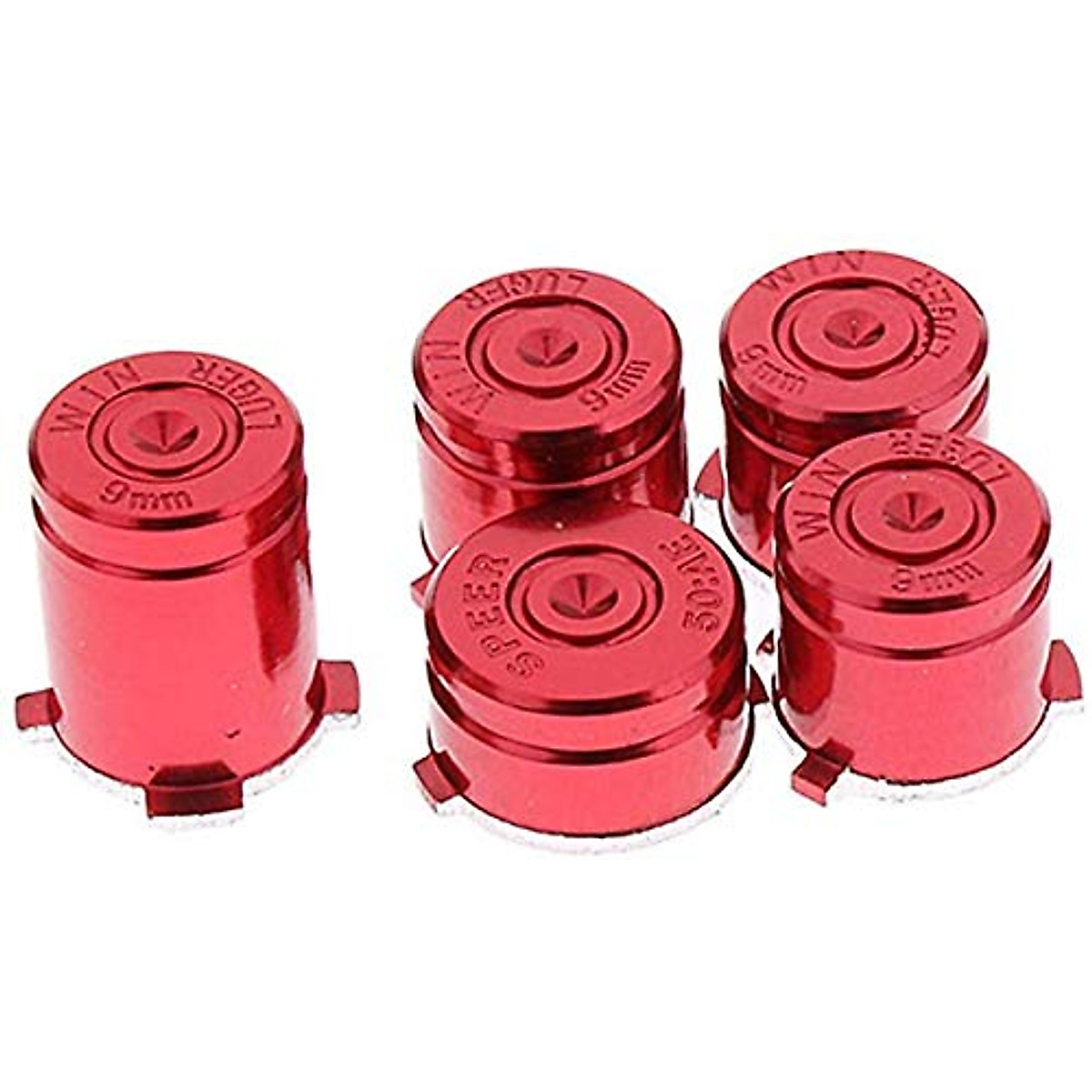 Alloy Metal 9mm Bullet Buttons Mod Kit ABXY & Guide Button for Xbox One xboxone Controller (Red)