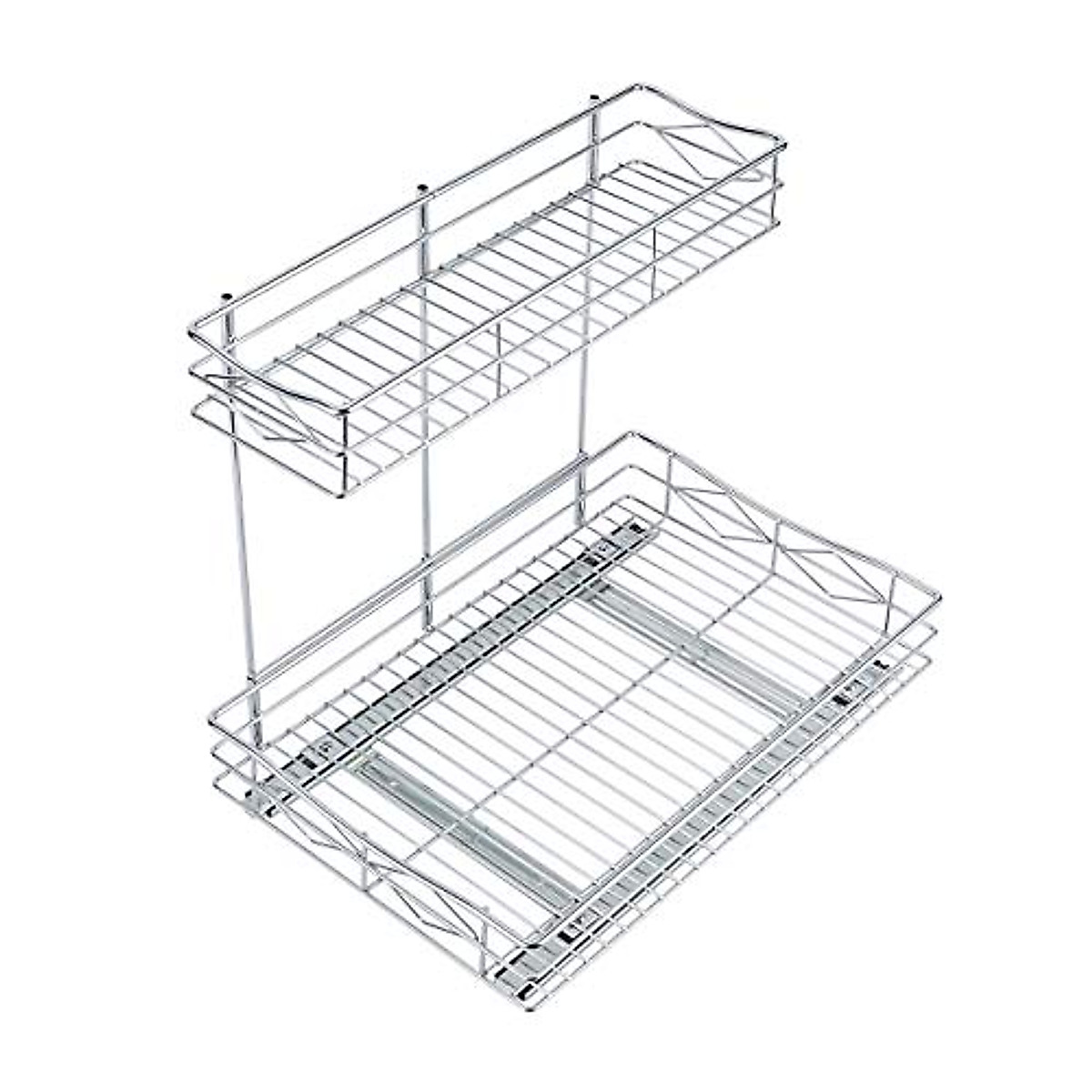 TQVAI Pull Out Under Sink Cabinet Organizer 2 Tier Slide Wire Shelf Basket - 11.49W x 17D x 14H - Request at Least 12 inch Cabinet Opening