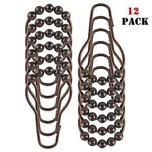 Ansxiy Shower Curtain Hooks Rings, Rustproof Metal Shower Curtain Rings for Bathroom Shower Rods Curtains - Set of 12, Bronze