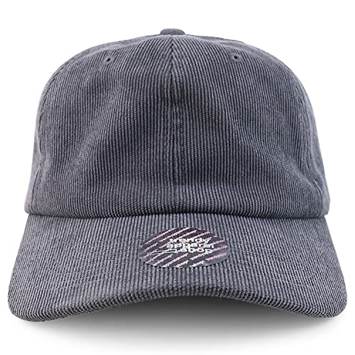 Trendy Apparel Shop Oversized XXL Unstructured Corduroy Curved Bill Strapback Baseball Cap - Dark Grey