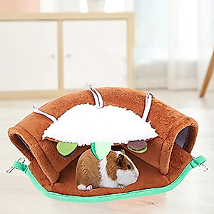 Honrane Pet Tunnel Collapsible Tube Toy Tunnel, Guinea Pigs Hammock Comfortable Breathable Hideout Tunnel Hamster Ferret Rat Nest Hanging Bed for Small Animal Coffee