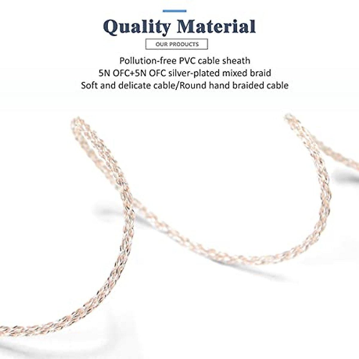 0.78mm 2Pin 5N OFC Copper+Graphene Earphone Replacement Cables for Audeze iSINE20 LCDi3 LCDi4 64audio A12t U12t DUNU SA6 SA3 DM480 UM 3DT MEXT 2HT Oriolus Blessing2 KXXS (4.4mm Plug, 0.78mm 2Pin)