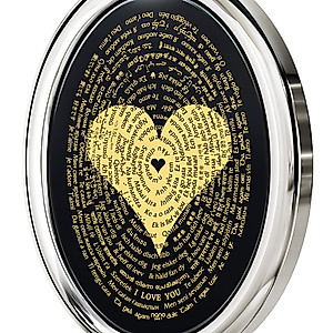 NanoStyle Love Necklace I Love You Pendant inscribed in 120 languages in Pure Gold on Onyx Romantic Christmas Jewelry for Wife 925 Sterling Silver Birthday Gemstone for Women, 18" Chain