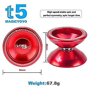 Magicyoyo Metal T5 Overlord Professional Unresponsive Yoyo, Alloy Yoyo with 5 YoYo Strings, YoYo Bag, Glove (Red)