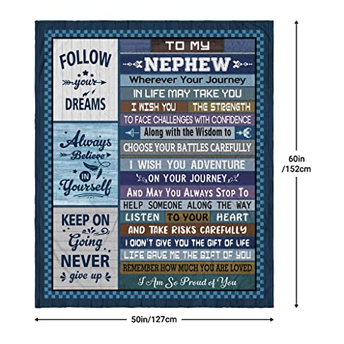 Nephew Gifts from Auntie, Nephew Gifts Blanket 60"x50", Nephew Gifts from Aunt, Nephew Birthday Gifts, Nephew Gift from Uncle, Nephew Gift Ideas for Christmas Graduation, Gift for Nephew Throw Blanket