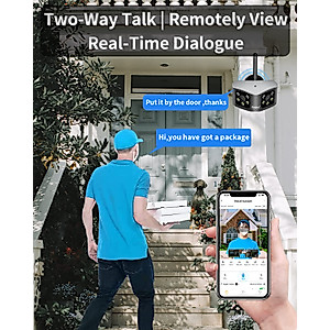 Reidubo 4K WiFi Security Cameras Outdoor with 165° Ultra-Wide Angle, Ultra-HD Dual Lens Cameras for Home Security, Two-Way Talk, Color Night Vision, IP66 Waterproof, Sound & Light Alarm