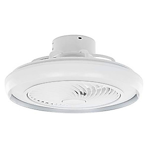 Low Profile Ceiling Fan with Lights Remote, 20" Enclosed Bladeless Ceiling Fan Flush Mount Ceiling Fan with 3 Colors LED Bladeless Ceiling Fan for Bedroom Living Room Kitchen Fan (Multi-3)