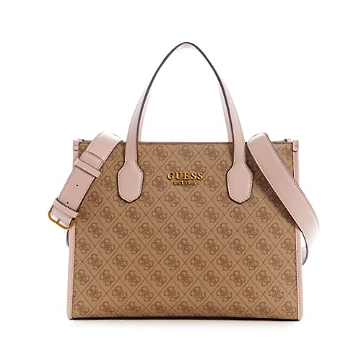 GUESS Silvana Small Tote, Latte Logo/Rosewood