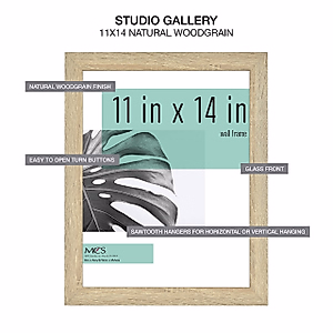 MCS Studio Gallery 11x14 Picture Frame Natural Woodgrain, Rectangle Photo Frame for Photos, Posters & Art Prints (1-Pack)