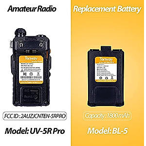 Ham Radio UV-5R Pro 8W Dual Band Two Way Radio with Handheld Speaker Mic and Antenna 2Pack and Programming Cable