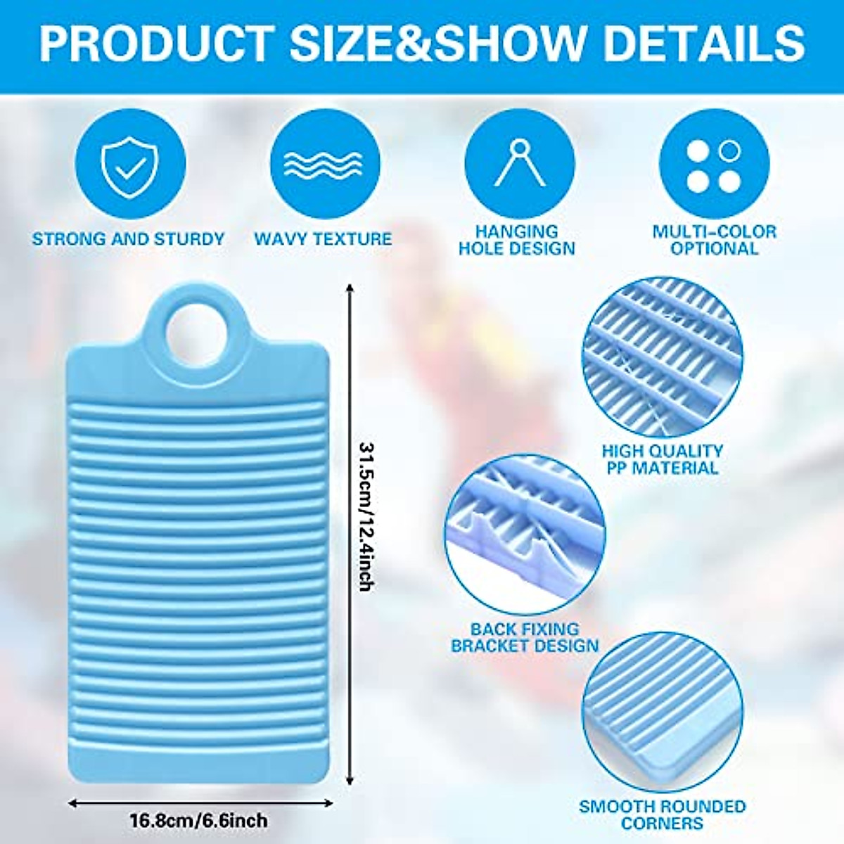 MAOYE Plastic Mini Washboard Washing Board for Kids Shirts Clean Laundry Lime Washboard for Laundry (blue)