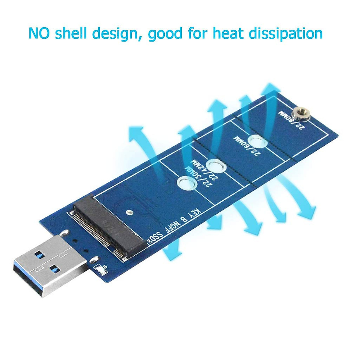 GODSHARK M.2 to USB Adapter, B Key M.2 SSD Adapter USB 3.0 (No Cable Needed), USB to 2280 M2 SSD Drive Adapter, NGFF Converter SSD Reader Card
