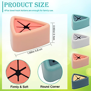 4Pcs Towel Hook Holder Grabber, Pletpet Drill Free Self Adhesive Push Hooks Firmly, Colorful Dish Towel Holders for Kitchen Bathroom Towel Organization