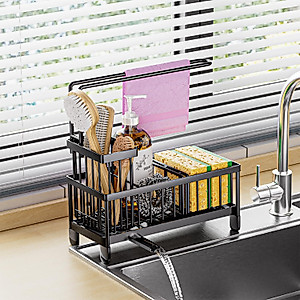 Bridgify Sponge Holder for Kitchen Sink, Kitchen Sink Caddy, Kitchen Sponge Holder, Soap Dispenser Kitchen Organizers and Storage Essentials.