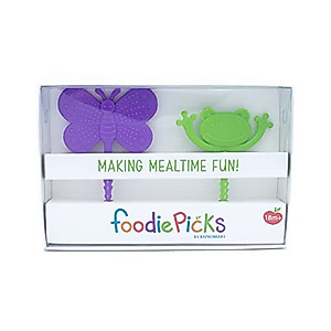 BapronBaby Garden Foodie Picks (2 Pack - Frog & Butterfly) - Toddlers + Preschoolers Utensils - BPA Free - Dishwasher Safe - Self Feeding - 18 Months+