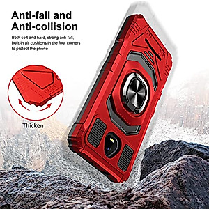 Ailiber for Schok Volt SV55 Phone Case, Schok Volt SV55 Case with Tempered Glass Screen Protector(SV55216), Ring Kickstand for Magnetic Car Mount, Heavy Duty Shockproof Cover for Schok Volt SV55-Red