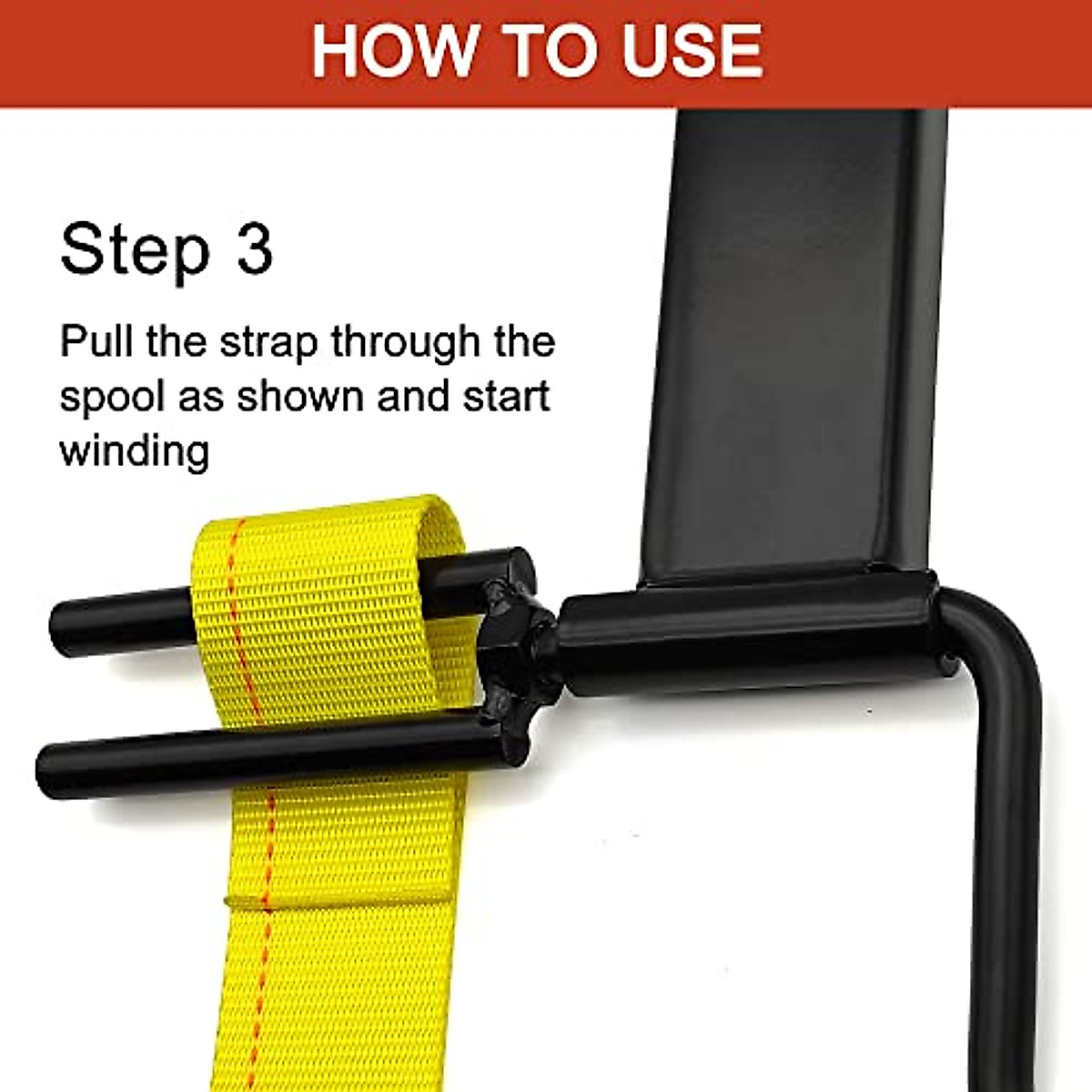 AUTOAlkins Winch Strap Winder, Roll-up Flatbed Trailer Winch Straps up to 4" Wide, Cargo Tie-Downs Strap Winder, Used in Trucks, Trailers, Vans, Docks, Warehouses