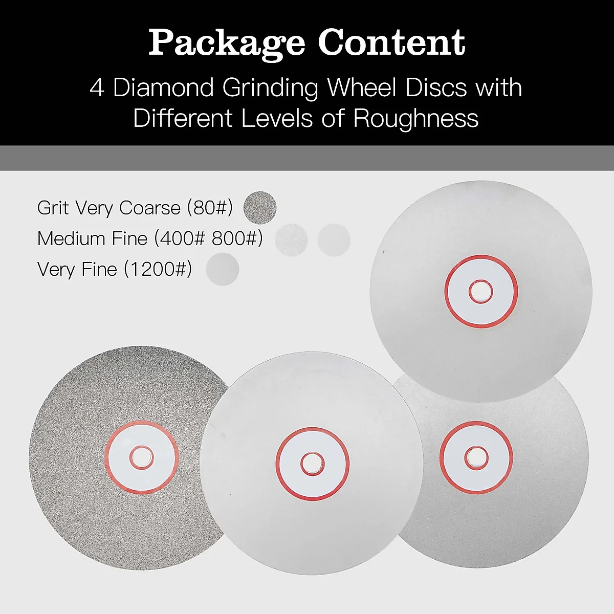 awliye 4Pcs Diamond Grinding Disc, 6" x 1/2" Arbor Grinder Disc Sanding Discs, Flat Lap Wheel Diamond Polishing Disc Set 80/400/800/1200 Grit Lapping Grinding Tools for Gemstone Glass Rock Ceramics