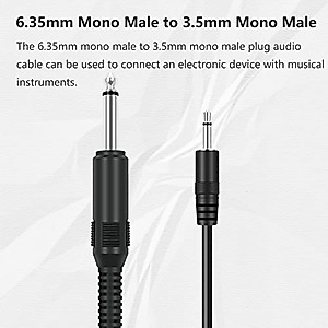 Bolvek 2 Pack 3.5mm 1/8" TS Mono Male Plug to 6.35mm 1/4" Mono Male Adapter Audio Cable Cord