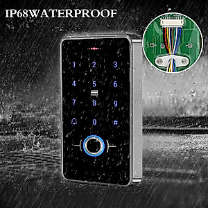HFeng Outdoor IP68 Waterproof RFID Access Control Keypad Fingerprint Biometrics Access Controller WG26/34 Card Reader + 10pcs 13.56MHz Keyfobs for Home/Office