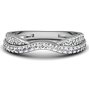 Dazzlingrock Collection 0.36 Carat (ctw) 18k Round Diamond Stackable Wedding Band for Women 1/3 CT, White Gold, Size 6