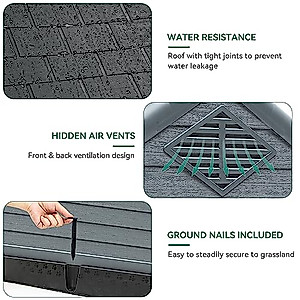 YITAHOME 34.5'' Large Plastic Dog House Outdoor Indoor Doghouse Puppy Shelter Water Resistant Easy Assembly Sturdy Dog Kennel with Air Vents and Elevated Floor (34.5''L*31''W*32''H, Black+Gray)