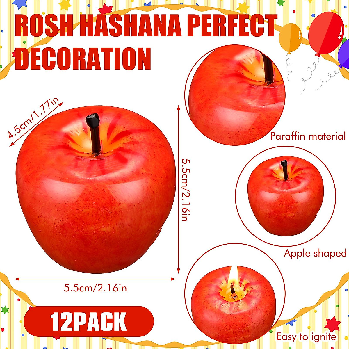 Tondiamo 12 Pcs 12 Pcs Apple Candle Christmas Artificial Creative Apple Shaped Candle Gifts for Women 3D Apple Shape Party Wax Candle Gifts for Birthday Christmas Party Home Table Decor Mother Gift