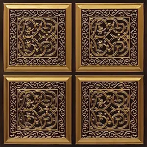 Lover's Knot-Faux Tin Ceiling Tile - Antique Gold 25-Pack
