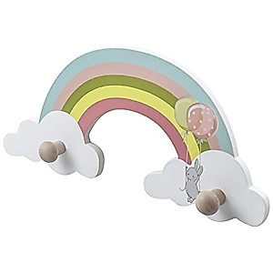 Jfbav Wooden Coat Hook Rainbow Wall Hanging Wall Hook Cute Children's Room Creative Children's Room Wall Clothes Hat Hanger…