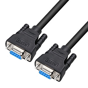DTech DB9 RS232 Serial Cable Female to Female Null Modem Cord Full Handshaking 7 Wire Crossover for Data Communication (1.5 Feet, Black)