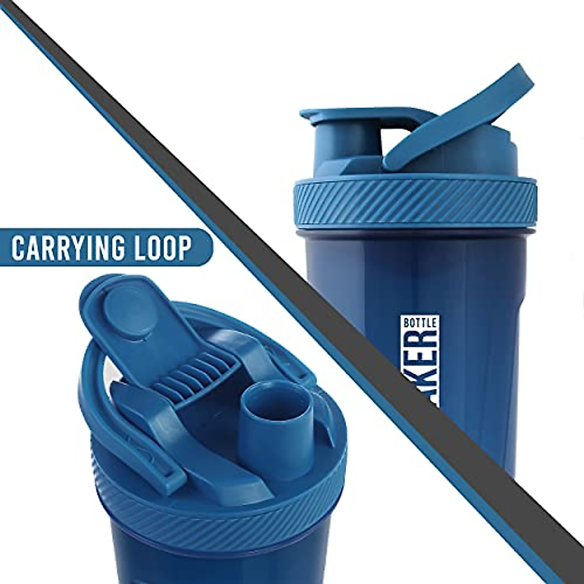 Utopia Home 2-Pack Shaker Bottle - 24 Ounce Protein Shaker Bottle for Pre & Post workout drinks - Classic Protein Mixer Shaker Bottle with Twist and Lock Protein Box Storage (All Navy & Clear/Navy)