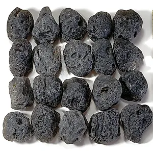 Top-Rock-Shop 1pc Agni Manitite 25mm Pearl of The Divine Fire Rare Pseudo Tektite AA-Grade Translucent Natural Healing Crystal Gemstone Specimen from Indonesia, Black, Grey, White,